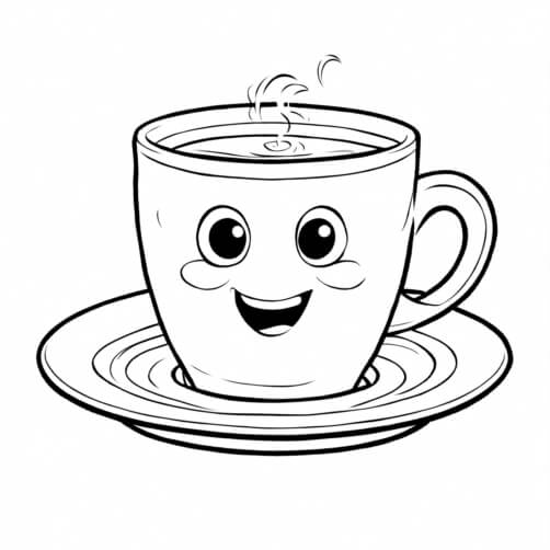 Download Cartoon Coffee Cup Coloring Page Coloring pages Online ...
