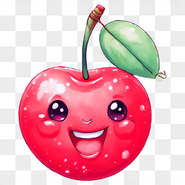 Télécharger Cerise Cartoon Kawaii avec des feuilles vertes et un visage ...