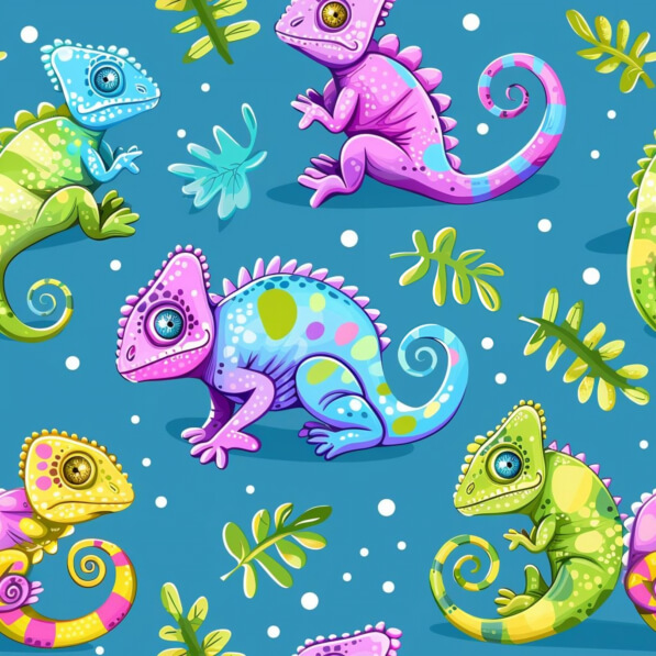 Download Colorful Chameleon Lizards Seamless Pattern Patterns Online ...