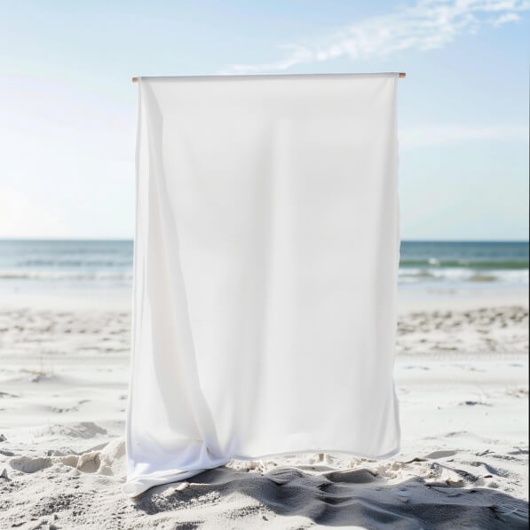 Download White Sheet on Sandy Beach Mockups Online - Creative Fabrica