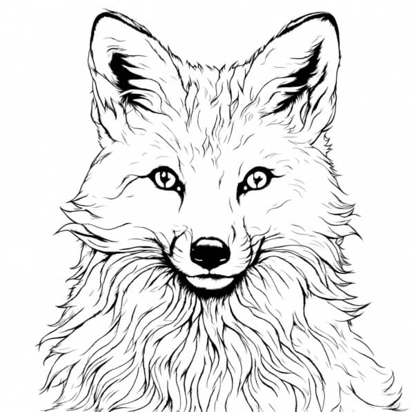 Download Black and White Fox Face Drawing Coloring pages Online ...