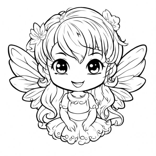 Download Cute Fairy Coloring Page Coloring pages Online - Creative Fabrica
