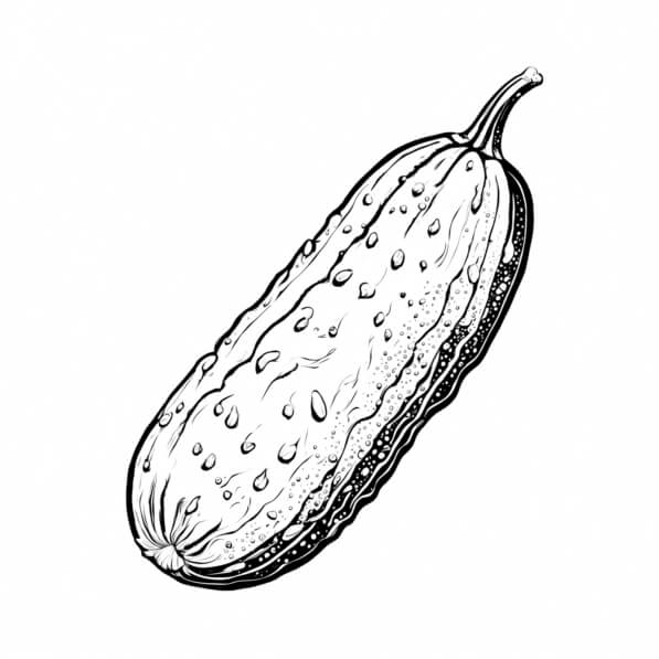Download Black and White Pickle Drawing with Water Droplets Coloring ...