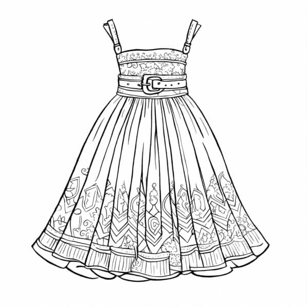 Download Dress Coloring Page with Intricate Pattern Coloring pages ...