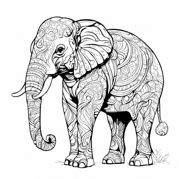 Download Intricate Elephant Coloring Page Coloring pages Online ...