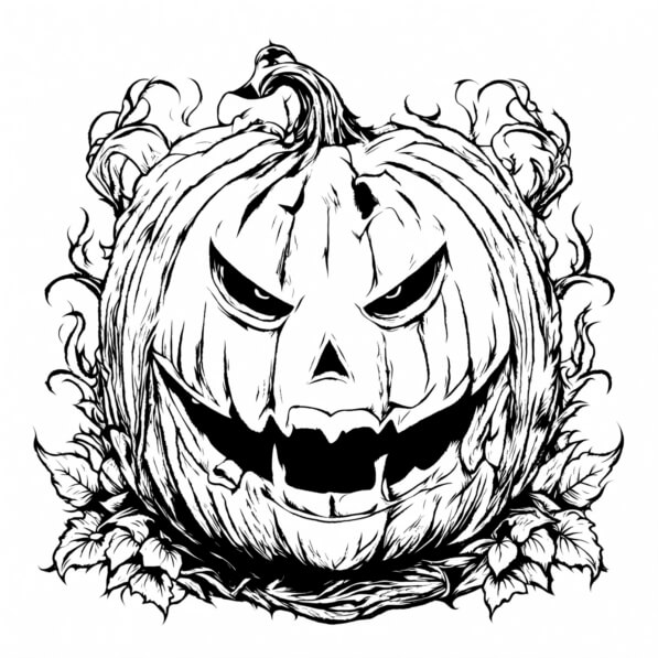 Pobierz narzędzie Czarno-biały rysunek dyni oka do kolorowania na ...