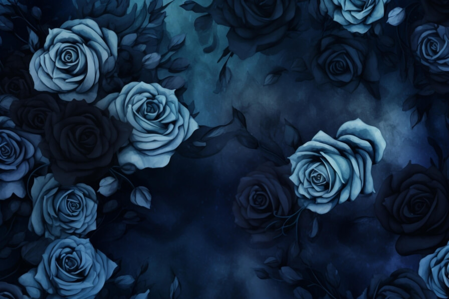 Scarica Composizione Artistica: Rose Nere e Bianche su Sfondo Blu Scuro ...