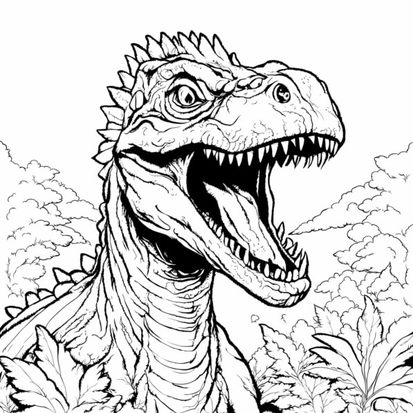 Download Dinosaur Coloring Page with Plants and Trees Coloring pages ...