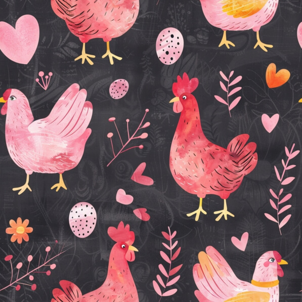 Download Pink Chickens Seamless Pattern for Spring and Easter Patterns ...