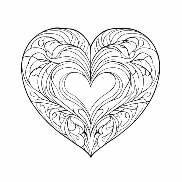 Download Black and White Heart-Shaped Drawing Coloring pages Online ...