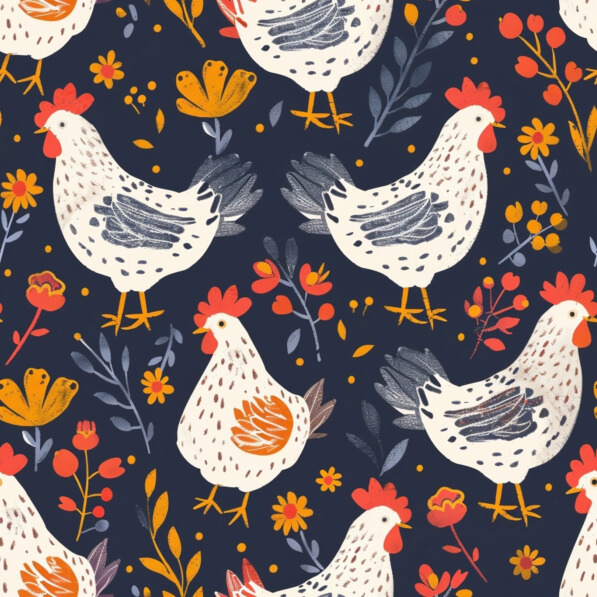 Download Seamless Chickens and Flowers Pattern Patterns Online ...