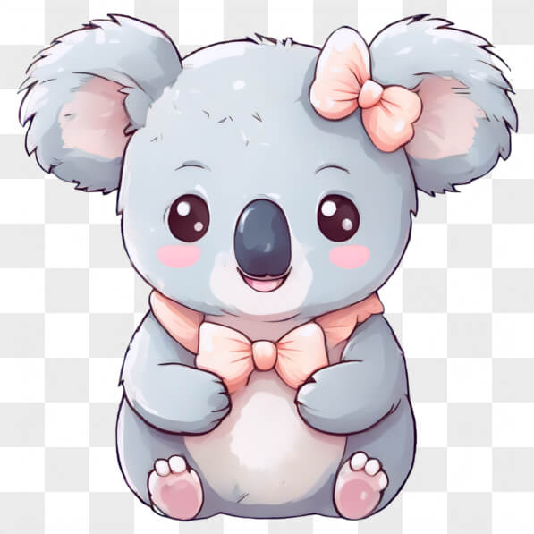 Download Kawaii: Charming Cartoon Koala Bear with Pink Bows Kawaii ...
