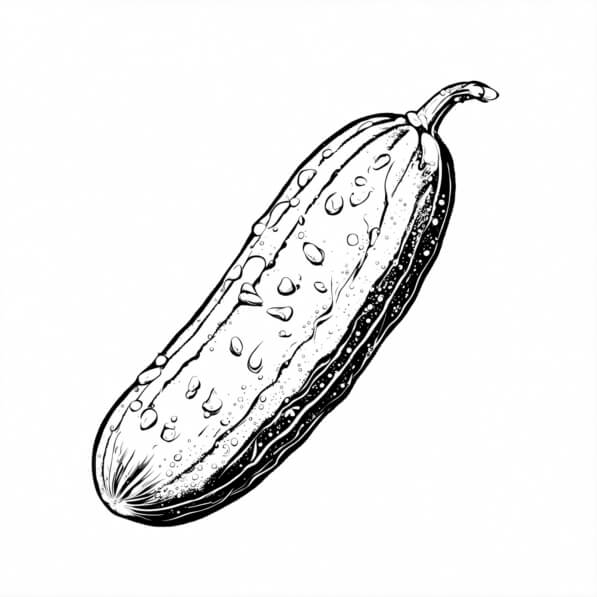 Download Illustrative Drawing of a Pickle with Water Droplets Coloring ...