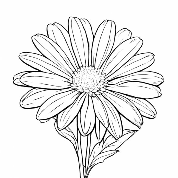 Download Black-and-White Daisy Flower Coloring pages Online - Creative ...