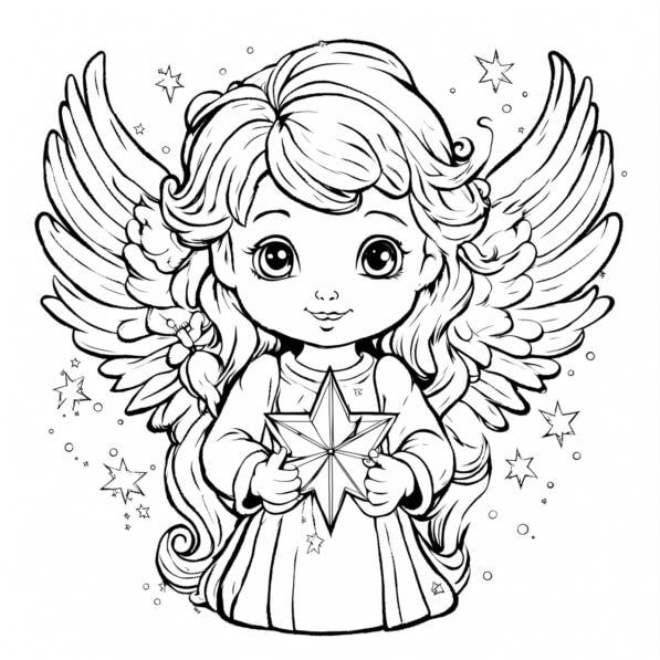 Download Vakantie Kleurplaat van Engel met Ornament Coloring pages ...