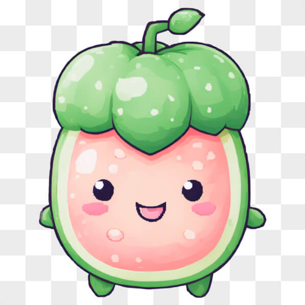 Scarica Anguria Kawaii con Faccina Sorridente e Foglie Verdi Kawaii ...