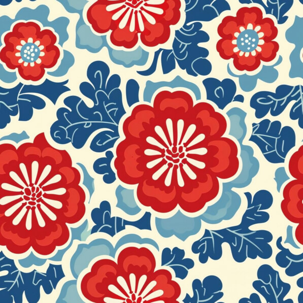 Download Red, Blue, and White Flower Pattern on Beige Background ...