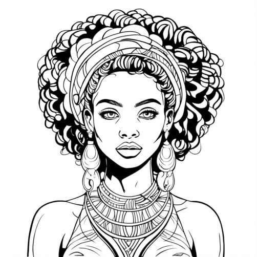 Download Black and White Drawing of African-American Woman Coloring ...