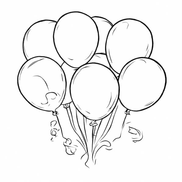 Download Black and White Balloon Drawing Coloring pages Online ...