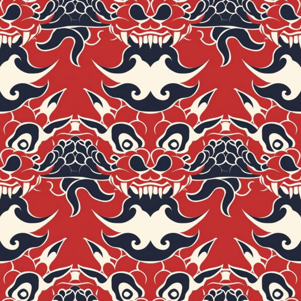 Télécharger Motif de design oriental rouge et noir avec dragon Motifs ...