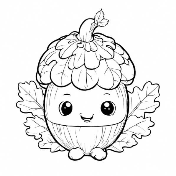 Download Cute Cartoon Acorn Coloring Page Coloring pages Online ...