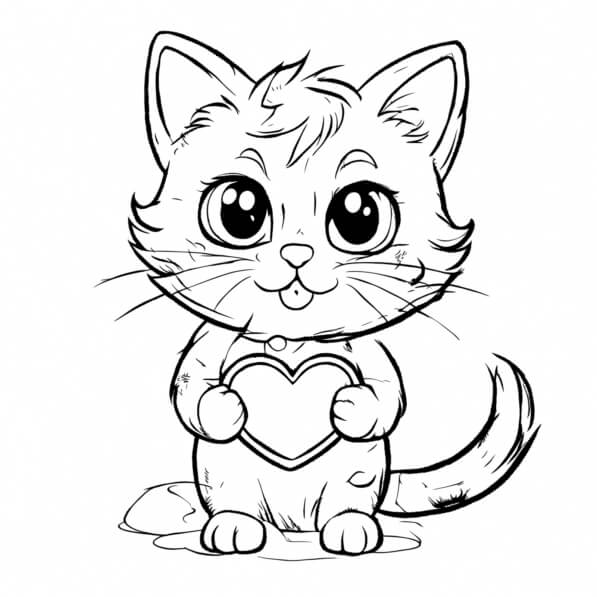 Download Valentine's Day Cat Coloring Page Coloring pages Online ...