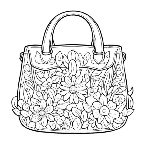 Descarga Página para Colorear de Bolso con Flores Páginas para colorear ...
