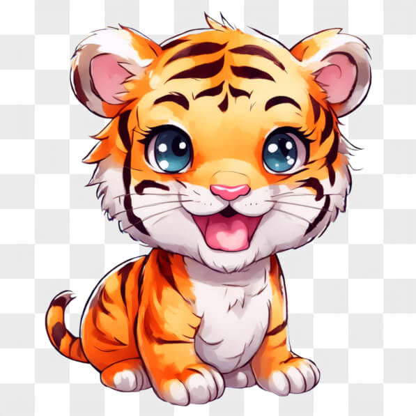 Download Kawaii Cartoon Tiger Cub Smiling at Camera Kawaii Online ...