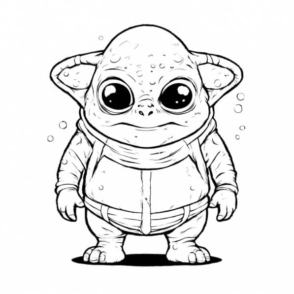 Download Star Wars Baby Yoda Coloring Page with The Mandalorian Person ...