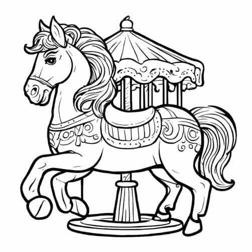 Download Carousel Horse Coloring Page Coloring pages Online - Creative ...