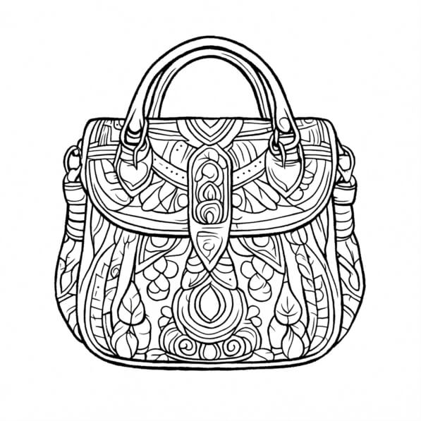 Download Handbag Coloring Page with Intricate Pattern Coloring pages ...