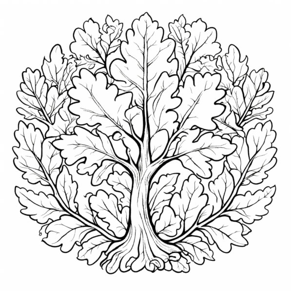 Download Black and White Oak Tree Coloring Page Coloring pages Online ...