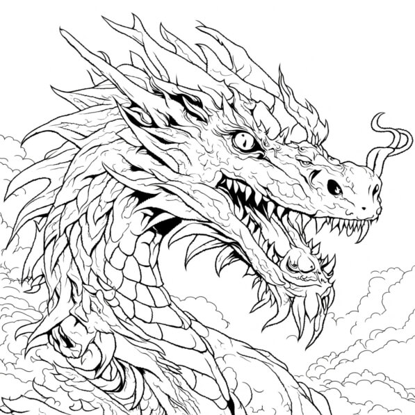 Download Dragon Head Coloring Page for Adults Coloring pages Online ...