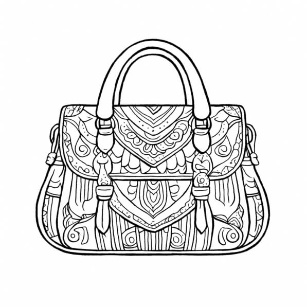 Télécharger Sac à main avec motif complexe Pages de coloriage En Ligne ...