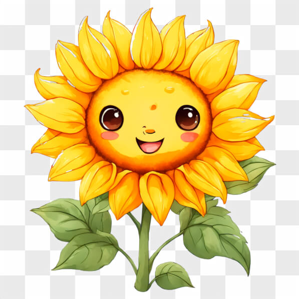 Download Kawaii Sunflower with Smiley Face Kawaii Online - Creative Fabrica
