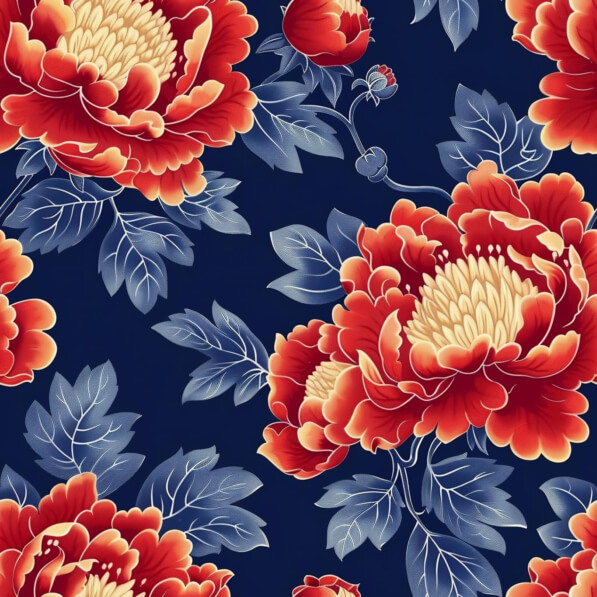 Download Seamless Red and Blue Peony Flower Pattern Patterns Online ...