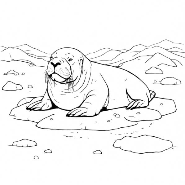 Download Seal on a Rock in Arctic Landscape Coloring pages Online ...
