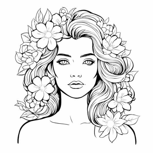 Descarga Imagen en blanco y negro de una mujer con flores en su cabello ... Descarga Imagen en blanco y negro de una mujer con flores en su cabello ...