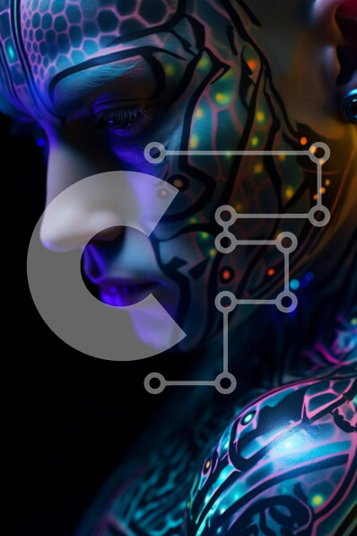 Futuristic Body Art with LED Lights stock photo | Creative Fabrica