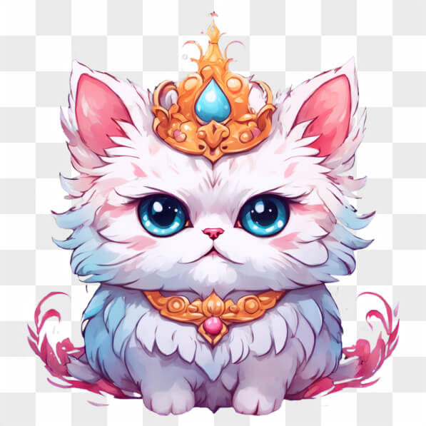 Download Kawaii White Cat in Crown Kawaii Online - Creative Fabrica