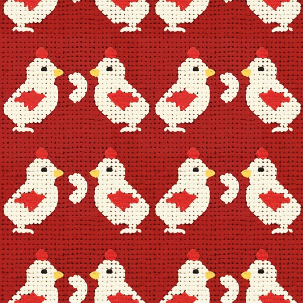 Download Red Cross Stitch Pattern with Chickens Patterns Online ...