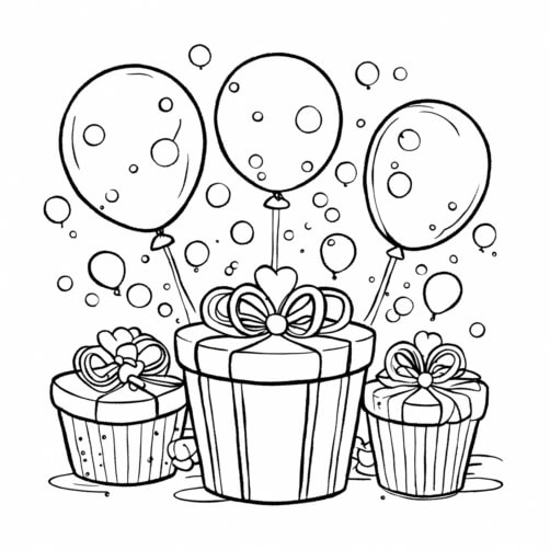 Download Valentine's Day Coloring Page with Balloons and Hearts ...