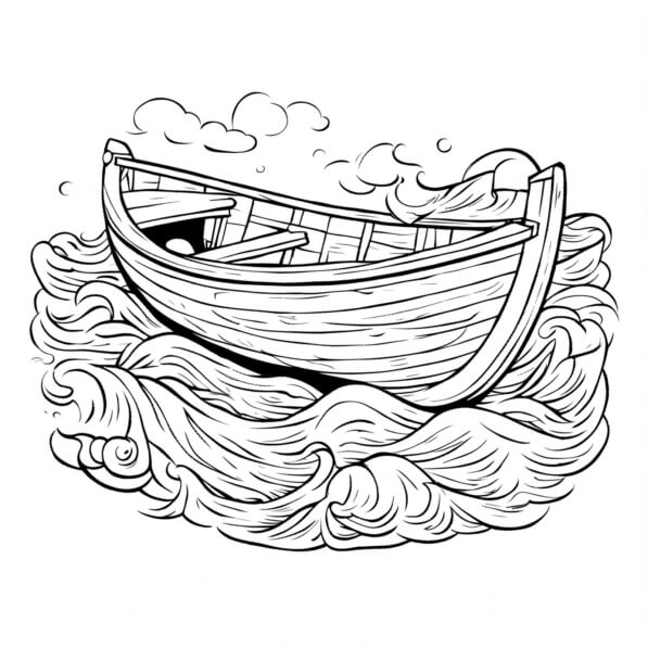 Download Educatieve zwart-wit tekening van een houten boot Coloring ...