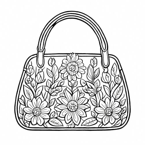Download Handbag with Flowers Coloring Illustration Coloring pages ...