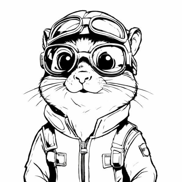 Download Cartoon Squirrel in Aviator Goggles and Airplane Outfit ...