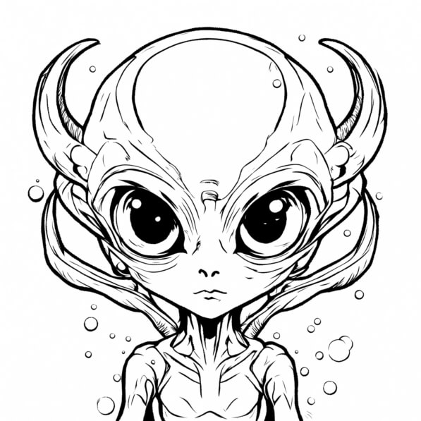 Download Black and White Alien Drawing for Coloring Pages Coloring ...