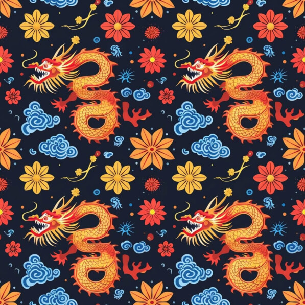Download Colorful Chinese Dragon Seamless Pattern Patterns Online ...