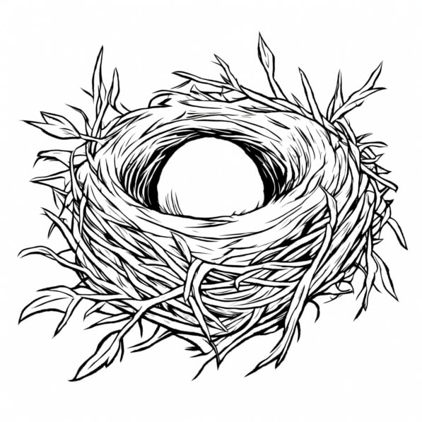 Download Black and White Bird Nest Drawing with Egg Coloring pages ...