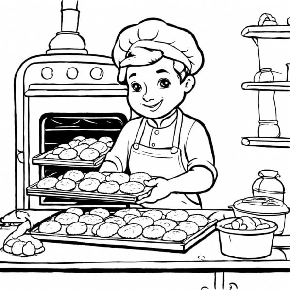Download Boy Baking Cookies in the Oven Coloring Pages Coloring pages ...