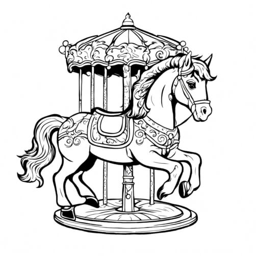 Download Carousel Horse on Merry-Go-Round Coloring pages Online ...